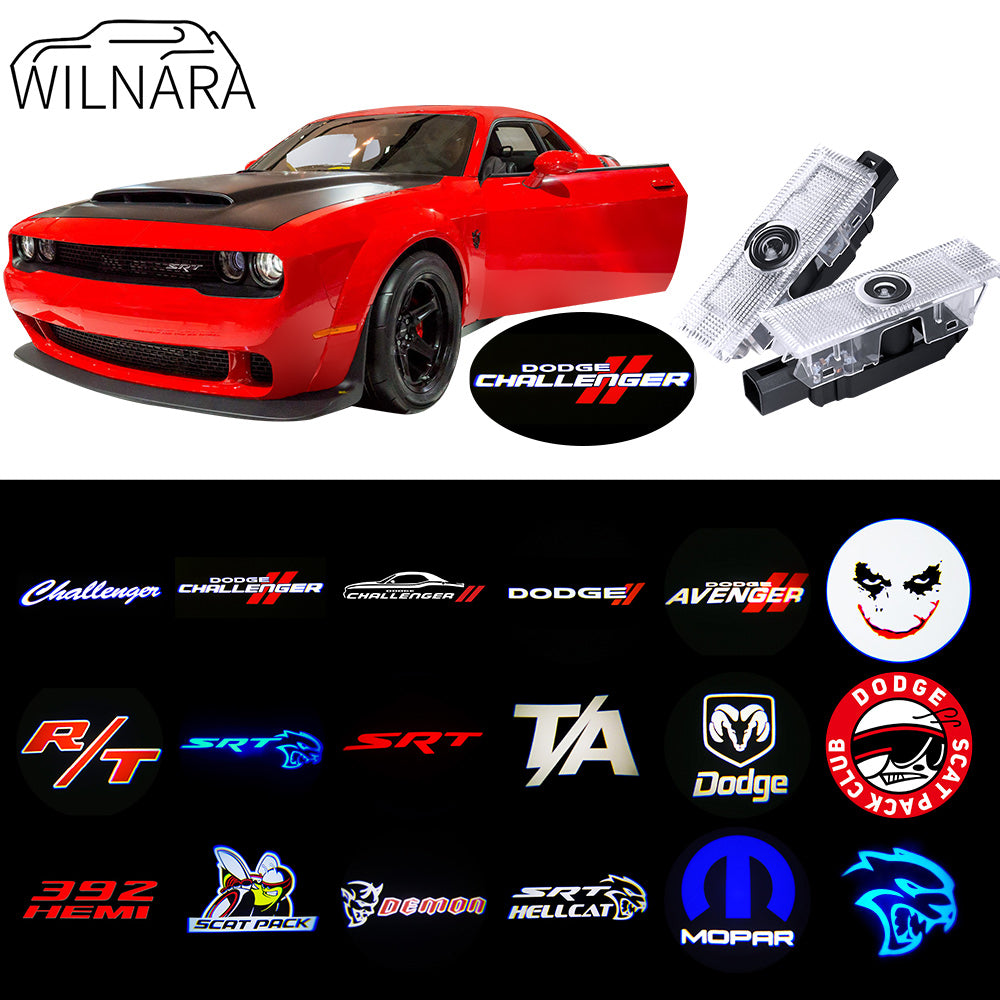 WILNARA Car Door Logo for Dodge Challenger Projector Ghost Shadow Cour ...